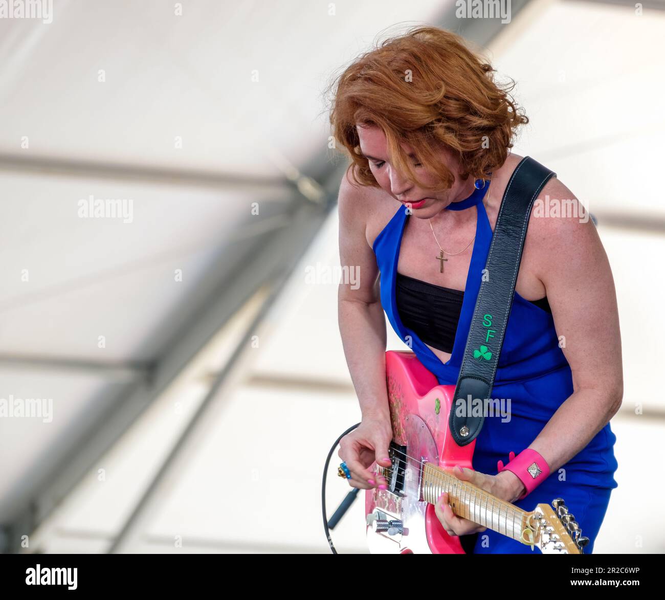 NEW ORLEANS, LA, USA - MAY 5, 2023: Sue Foley bends forward while ...