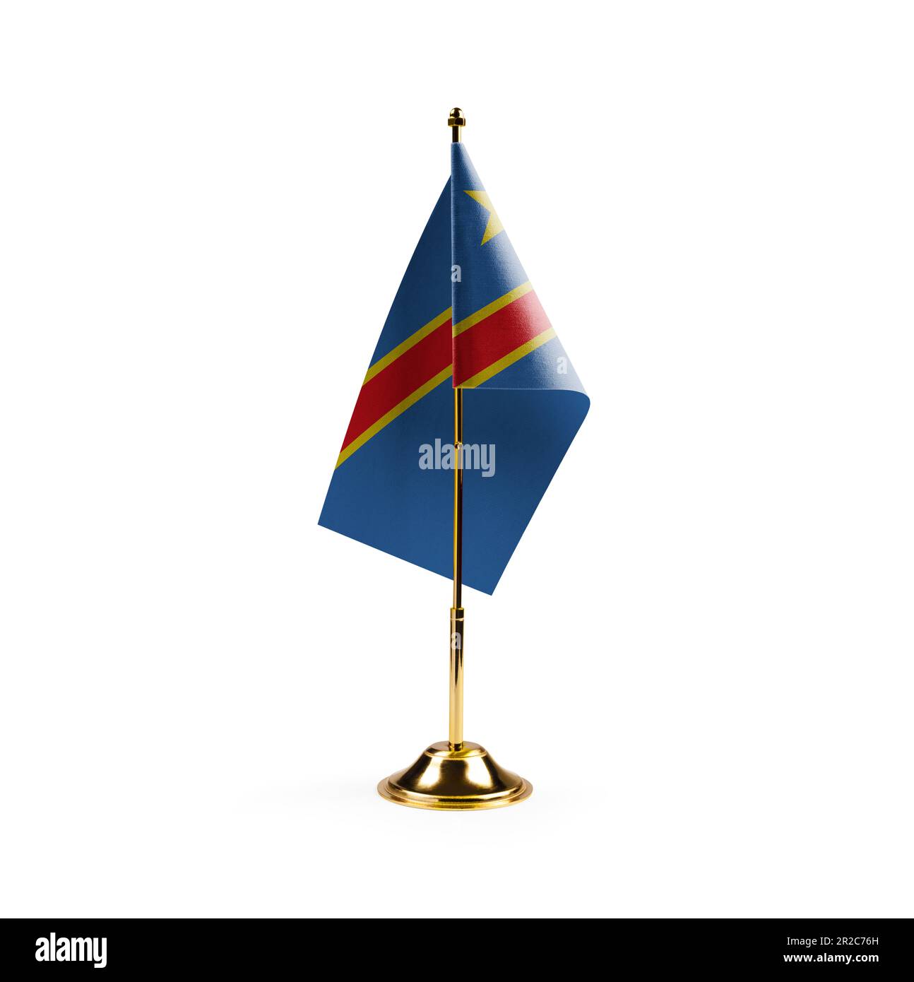 Small national flag of the Democratic Republic of the Congo on a white ...