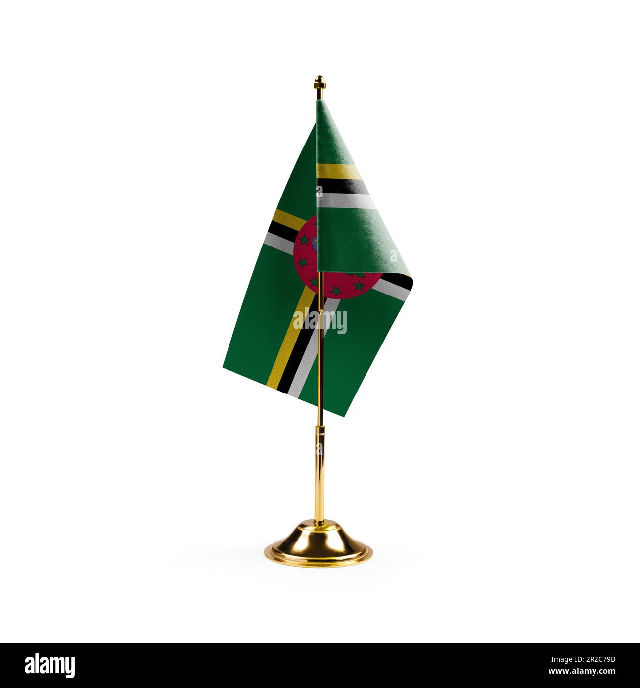 Small national flag of the Dominica on a white background Stock Photo ...
