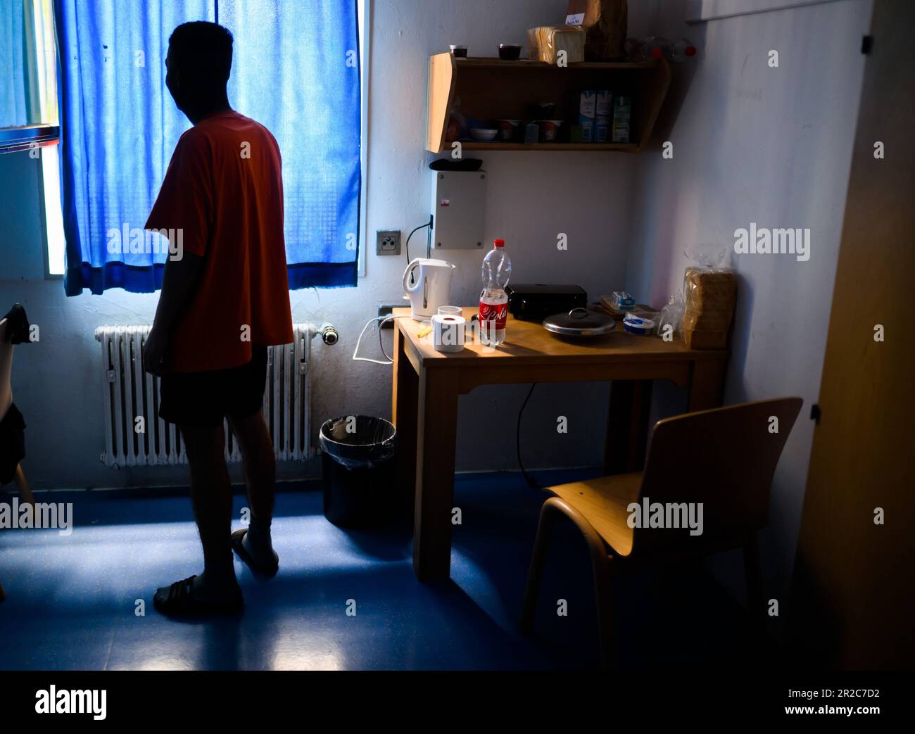 Hameln Germany 11th May 2023 A Young Inmate Stands In His Cell At