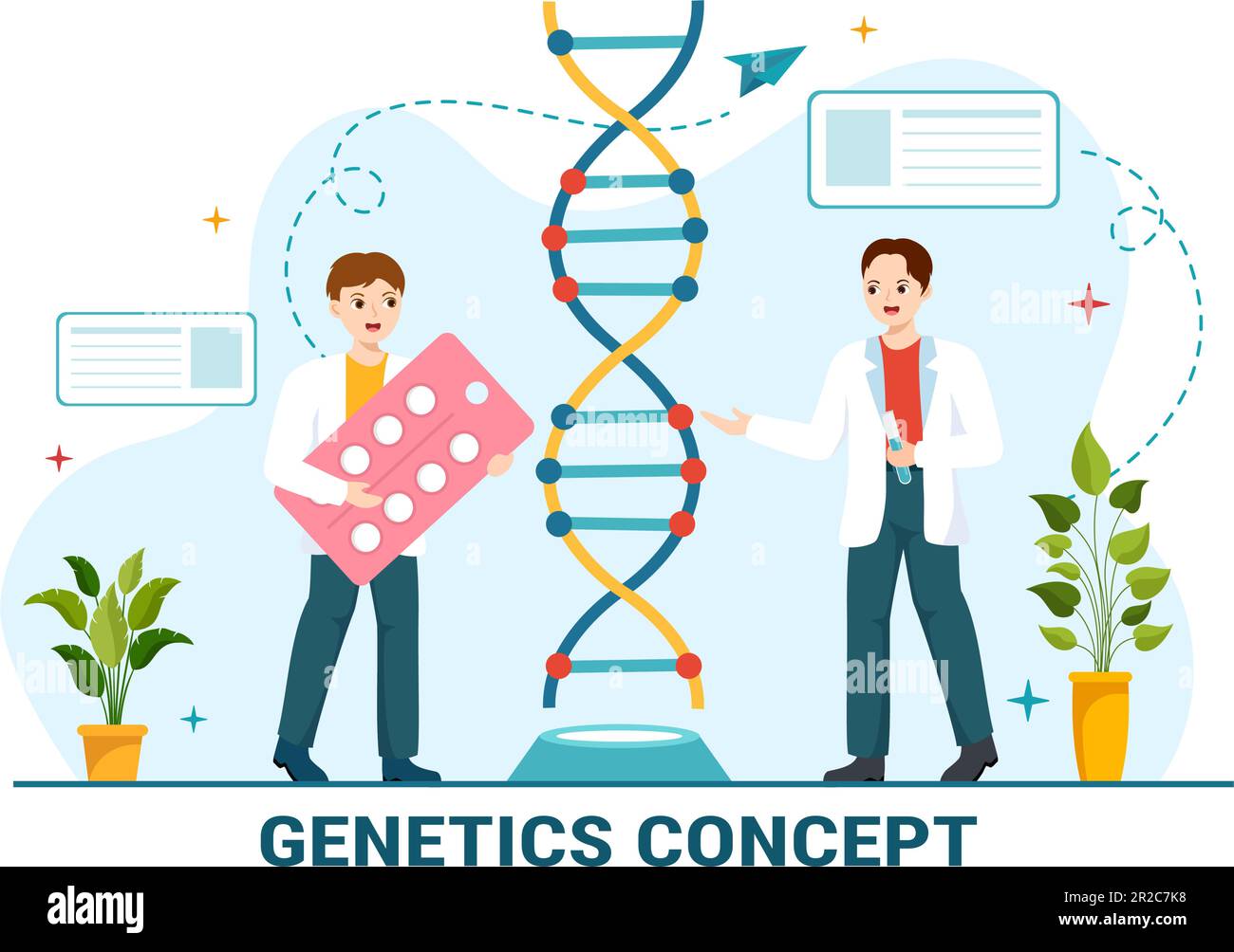 Genetic Science Concept Vector Illustration with DNA Molecule Structure ...