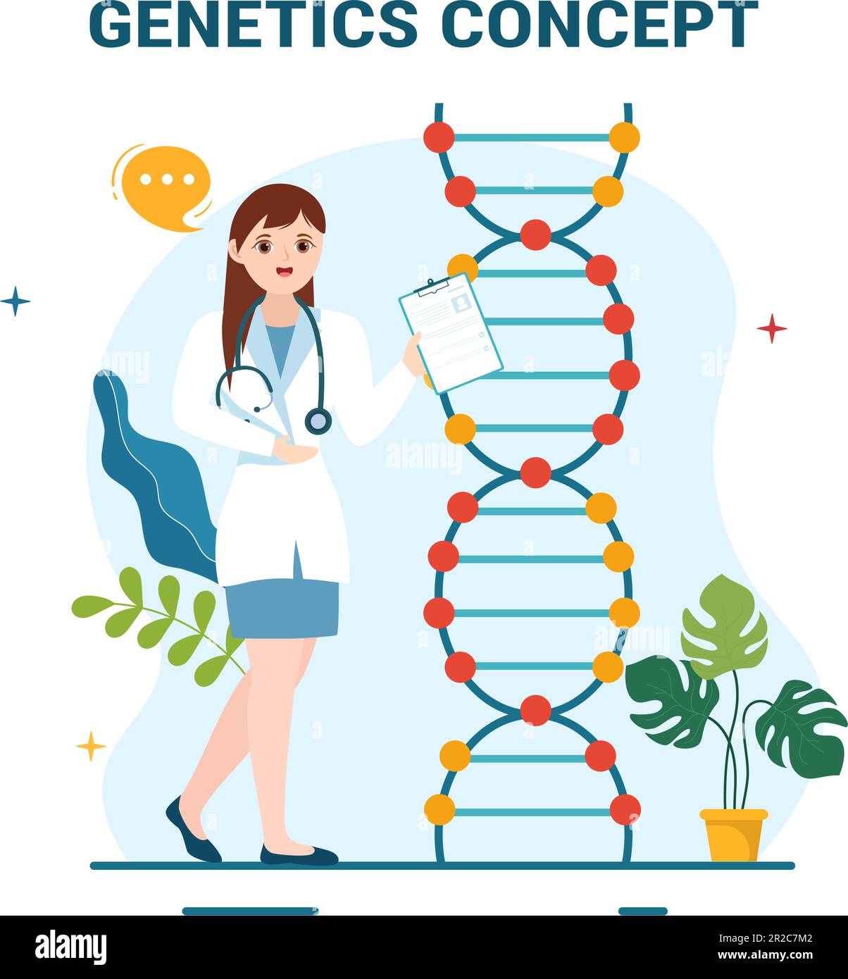 Genetic Science Concept Vector Illustration with DNA Molecule Structure ...