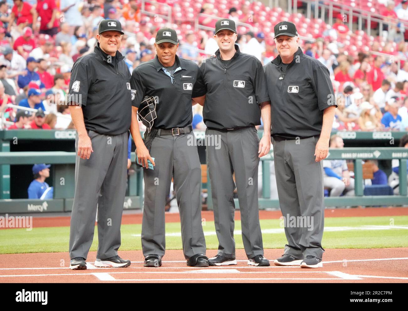 St. Louis, United States. 18th May, 2023. Major League umpires (L to R ...