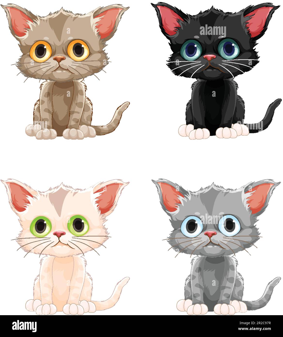Collection of cute kitten cartoon characters illustration Stock Vector ...