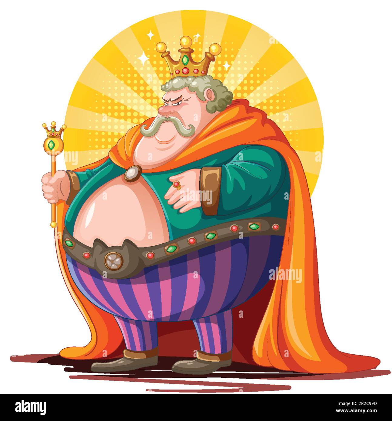 Grumpy fairy tale king isolated cartoon character illustration Stock ...