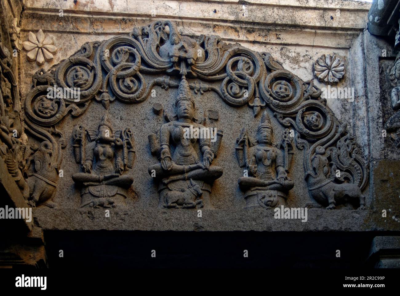 Decorative relief panels carved at Bhuleshvar Temple on small hill of ...