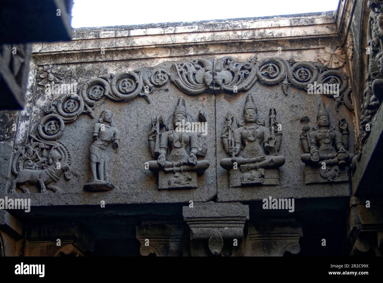 Decorative relief panels carved at Bhuleshvar Temple on small hill of ...
