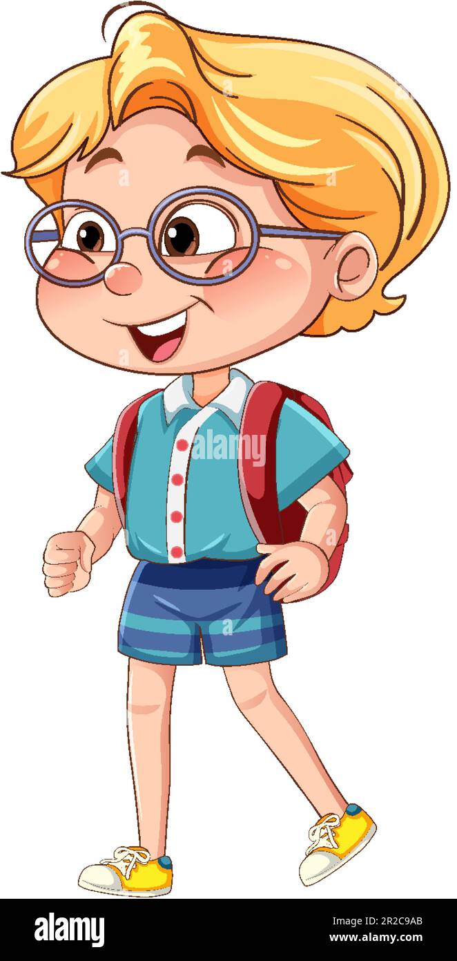Cute boy cartoon character wearing glasses illustration Stock Vector ...