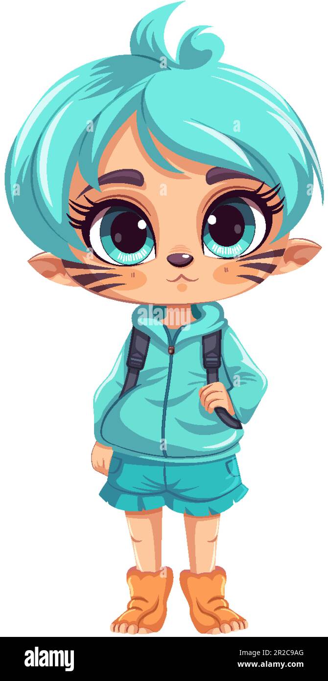 A Cat Human Hybrid in Fantasy Cartoon Style illustration Stock Vector ...