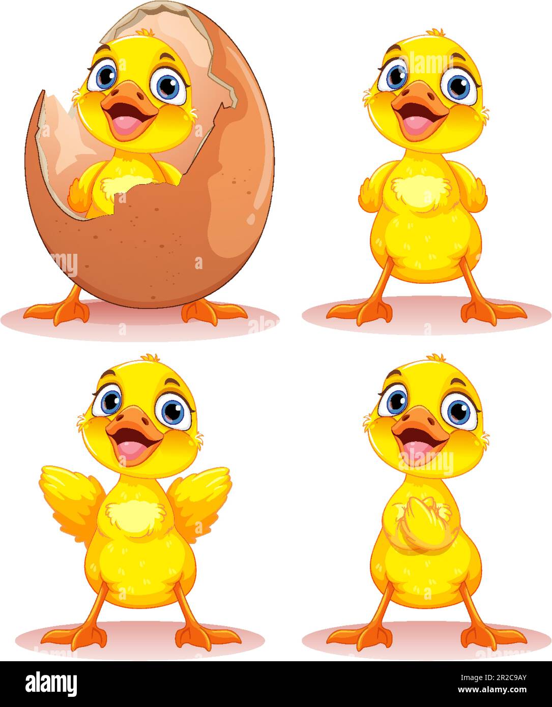 Adorable Little Duck Character Collection illustration Stock Vector ...