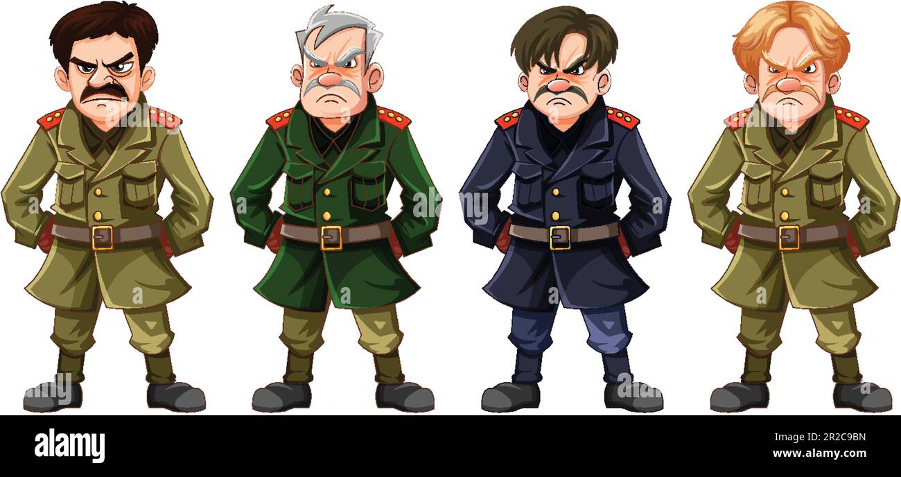 Serious Military Officer Character Collection illustration Stock Vector ...
