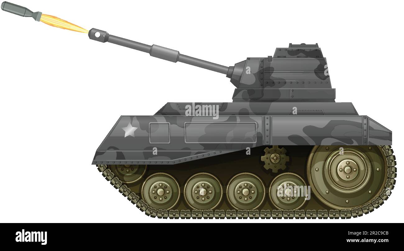 Military tank and bullet firing illustration Stock Vector Image & Art ...