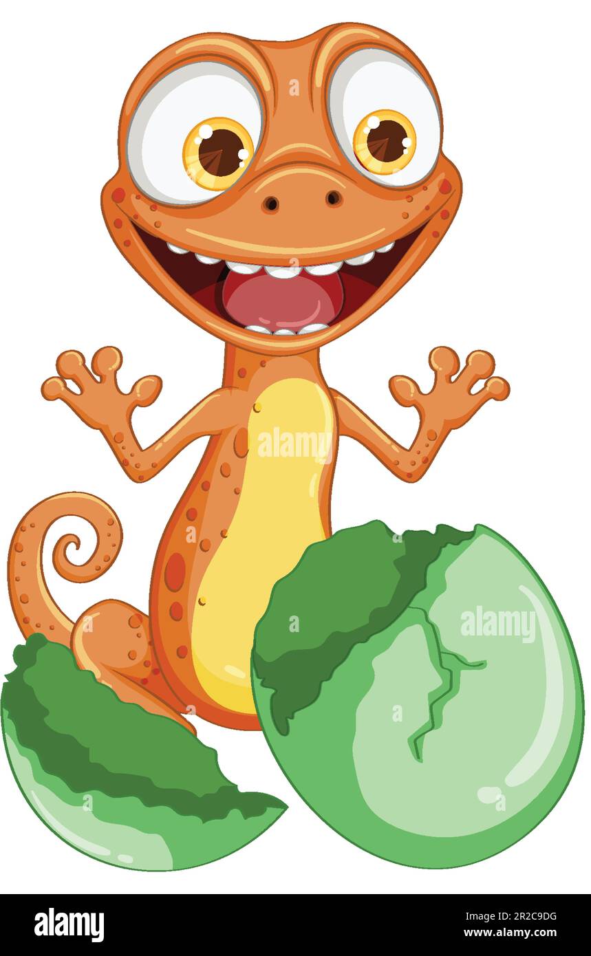 Funny Lizard Hatching From Egg illustration Stock Vector Image & Art ...