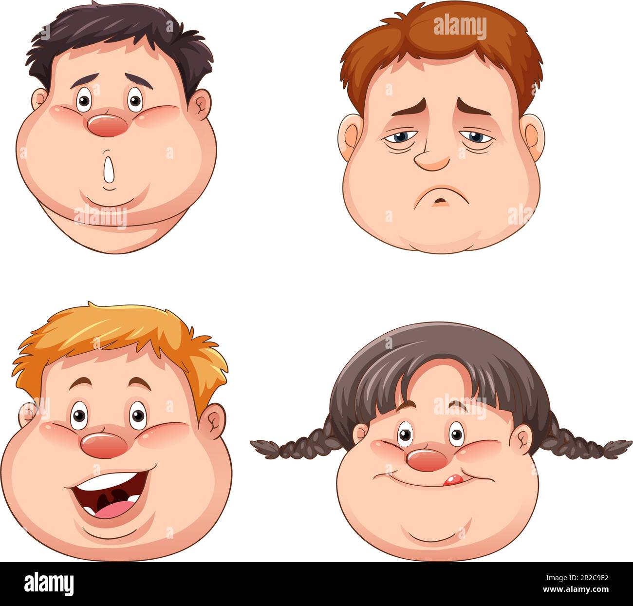 Overweight People with Facial Expression illustration Stock Vector ...