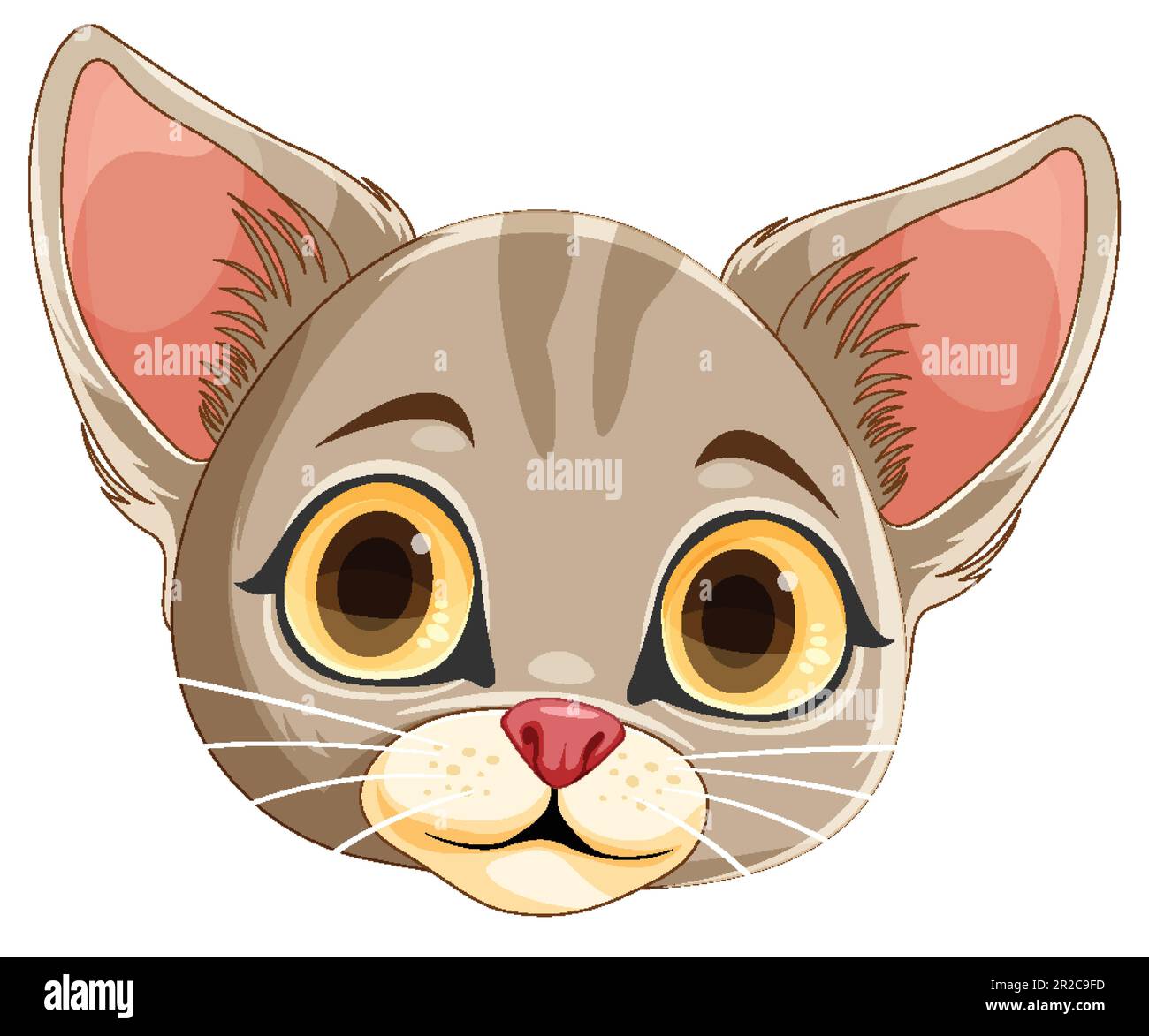 Cute Kitten Head in Cartoon Style illustration Stock Vector Image & Art ...