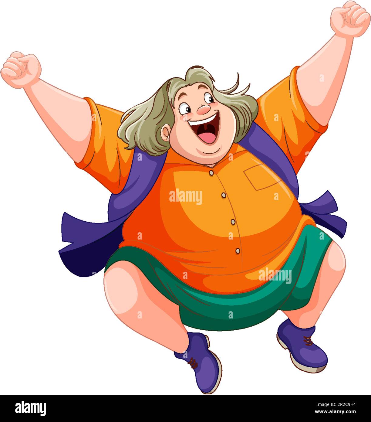 Happy Overweight Woman Cartoon Character Illustration Stock Vector