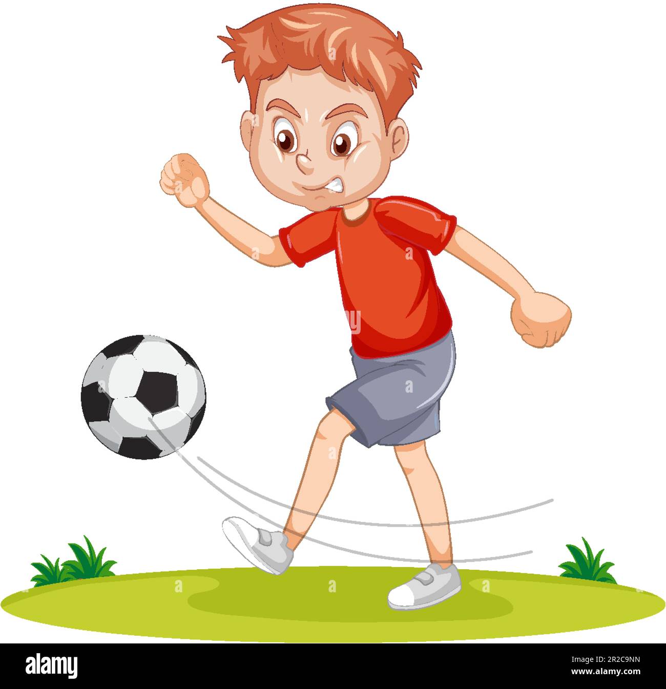 A boy playing football in cartoon style illustration Stock Vector Image ...