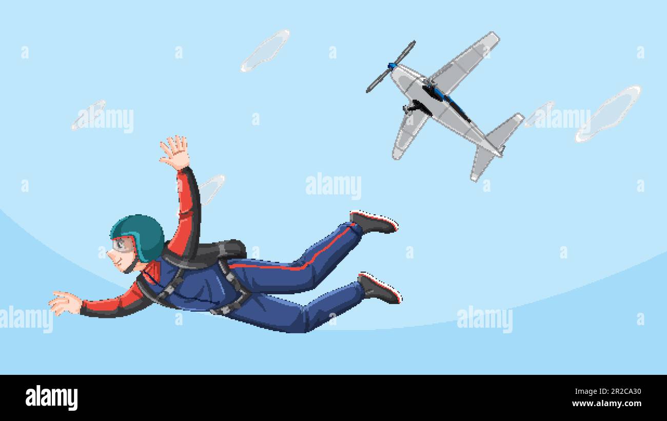 Skydiver Jumping From Plane Clipart