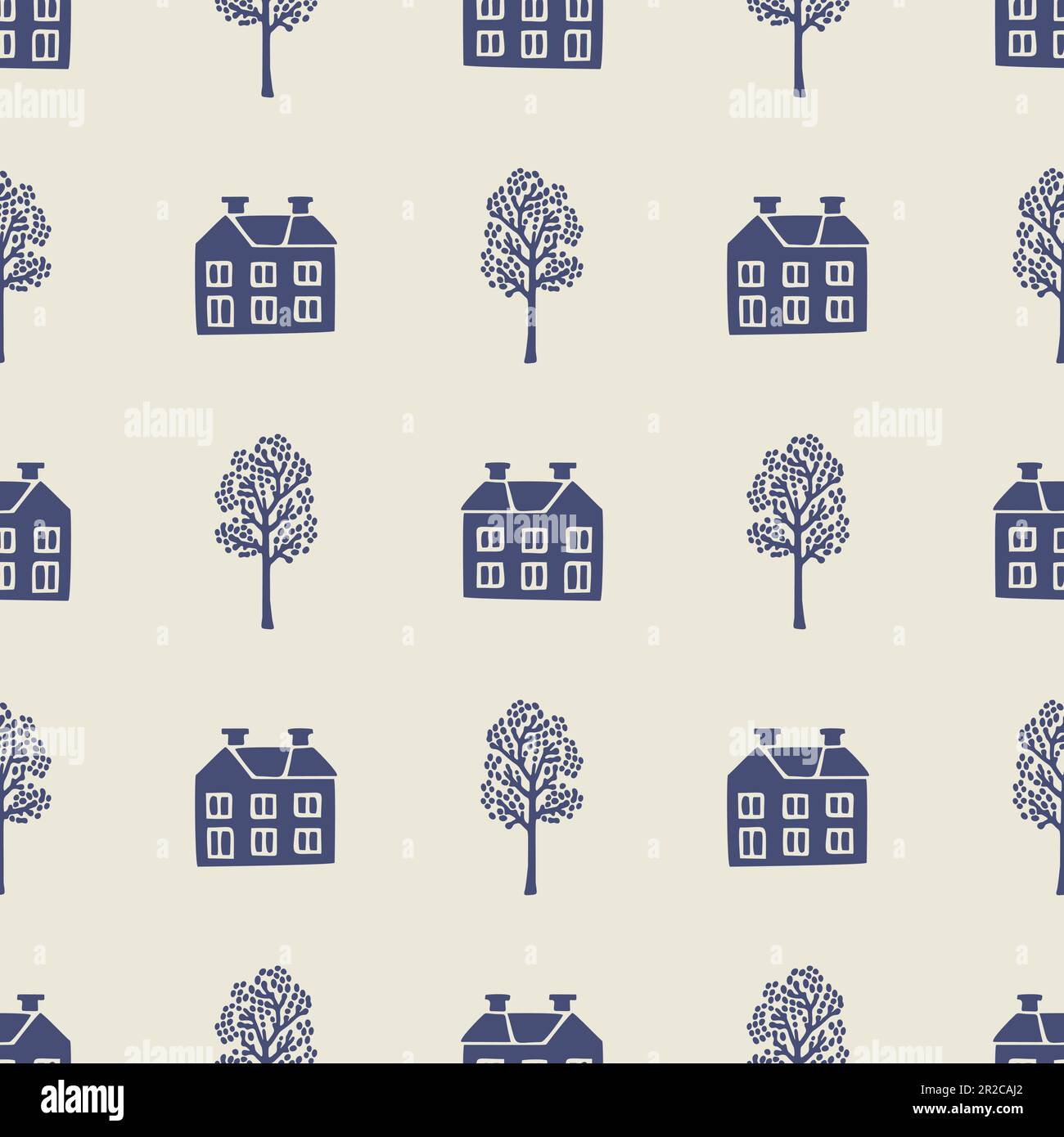 Masculine block print house vector pattern. Seamless sketchy city ...