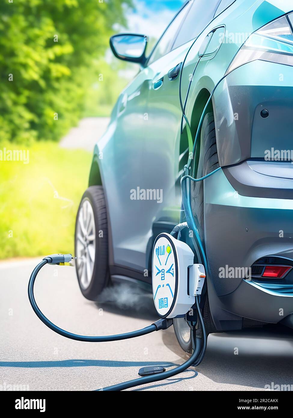 Charge electric vehicle connect to power supply to charging the battery ...