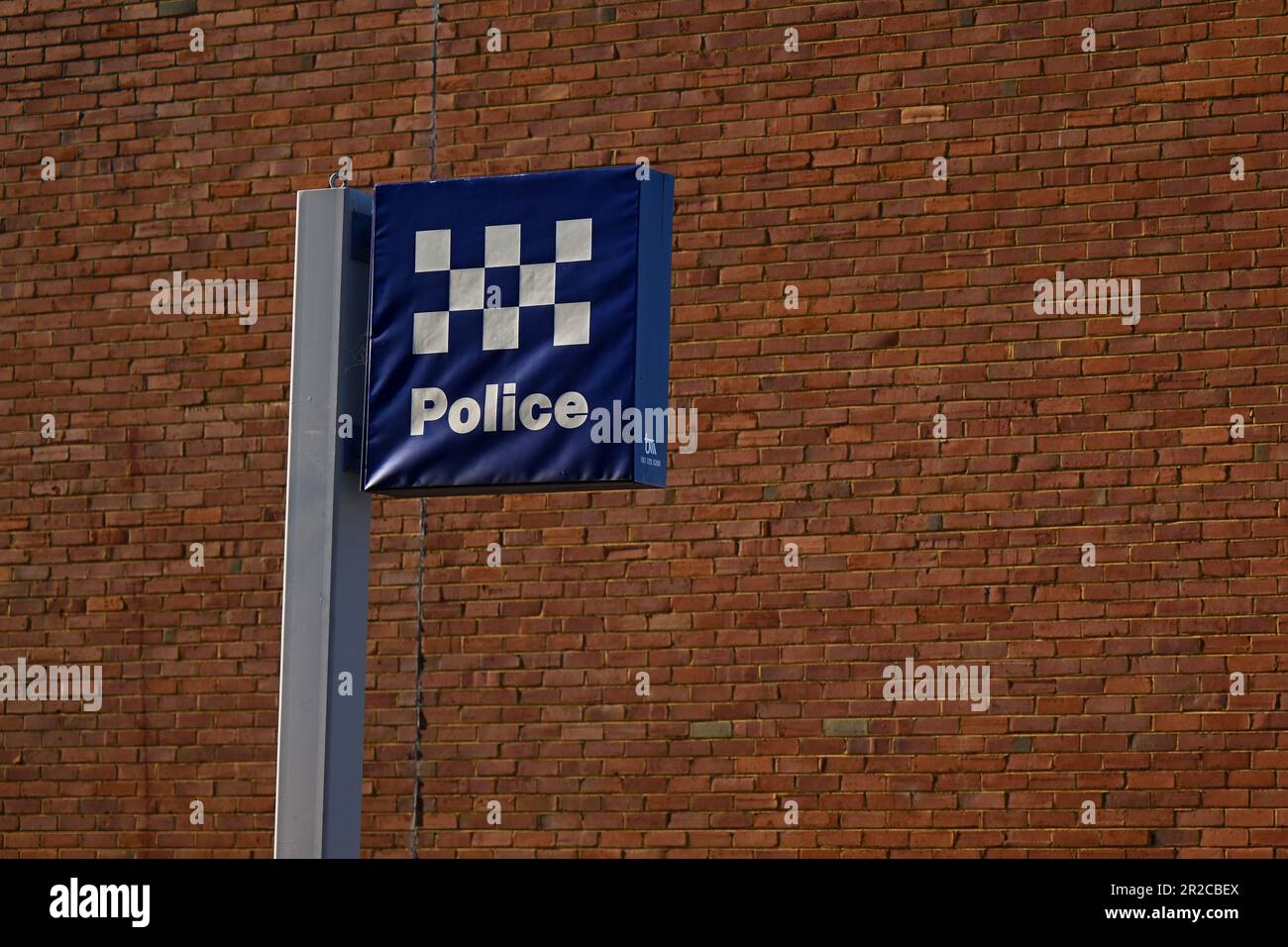 A generic view of a Police sign at Cooma Police station, Cooma, NSW ...