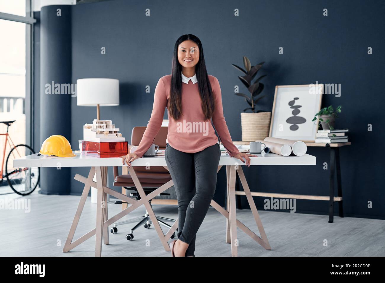 Portrait Architect And Asian Woman In Office With Engineering Plan Blueprint And Construction