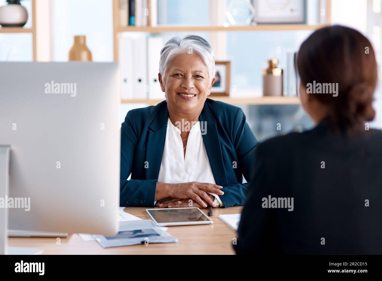 Meeting, recruitment or senior manager in job interview with business ...
