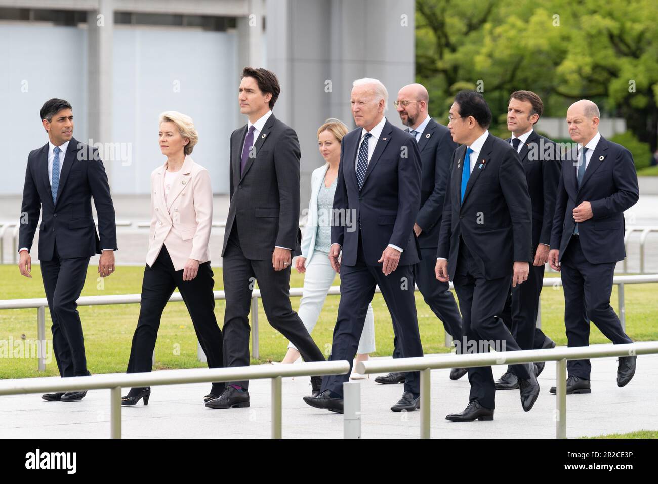 G7 leaders at the Peace Memorial Park where they laid wreaths at the ...