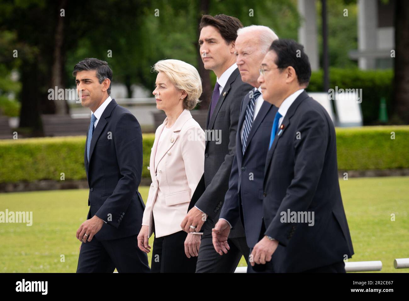 G7 leaders at the Peace Memorial Park where they laid wreaths at the ...