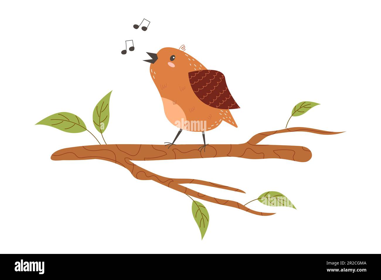Cute bird sits on a tree branch Stock Vector Image & Art - Alamy