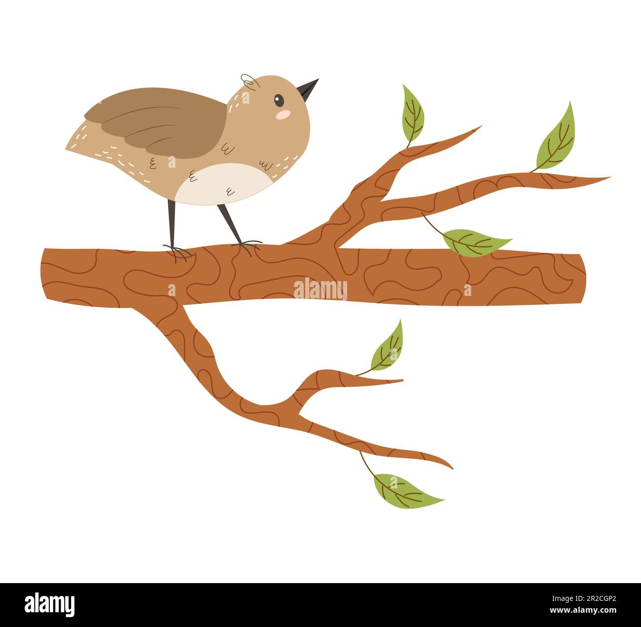 Cute bird sits on a tree branch Stock Vector Image & Art - Alamy
