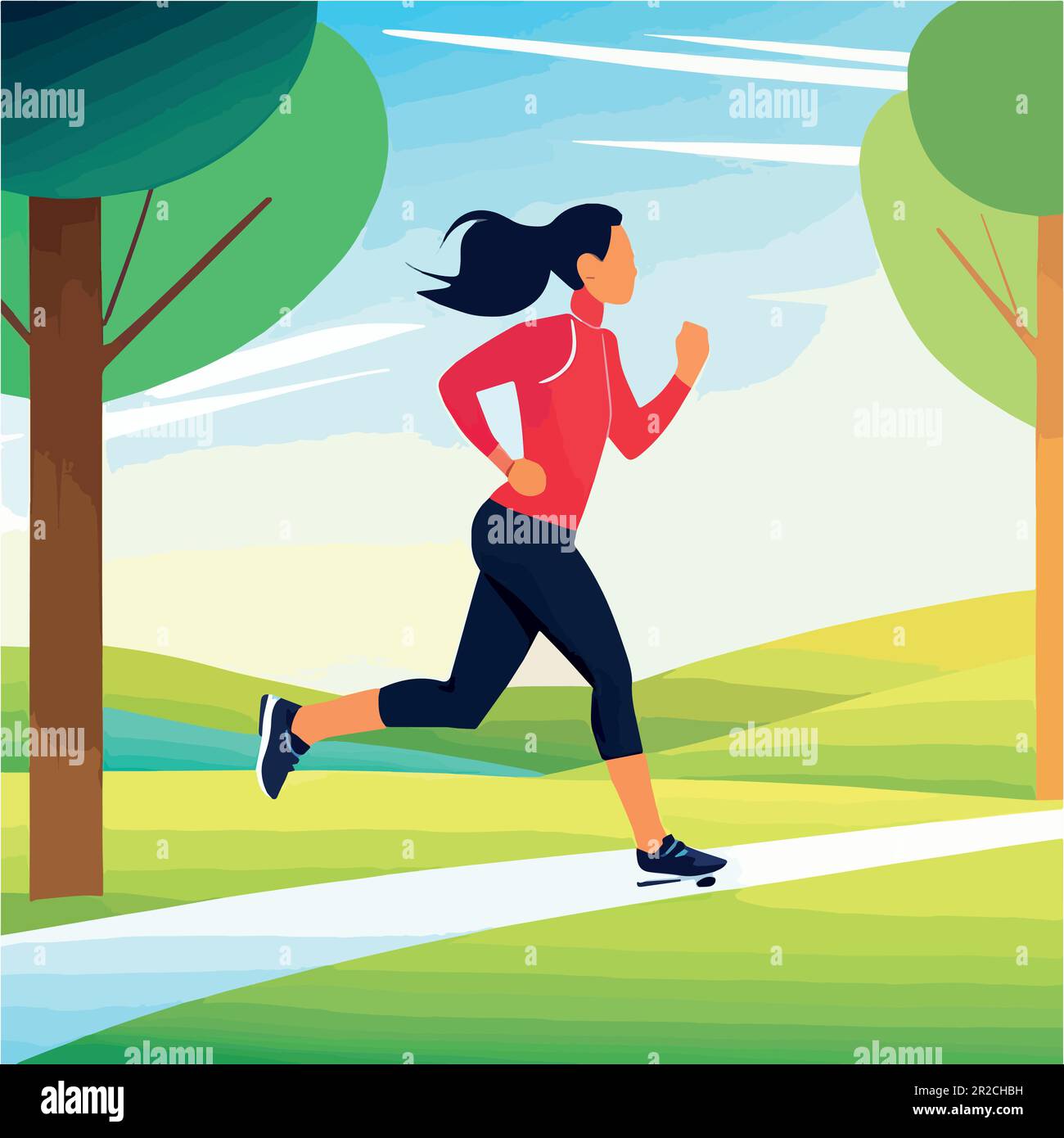 Woman Jogging Cartoon