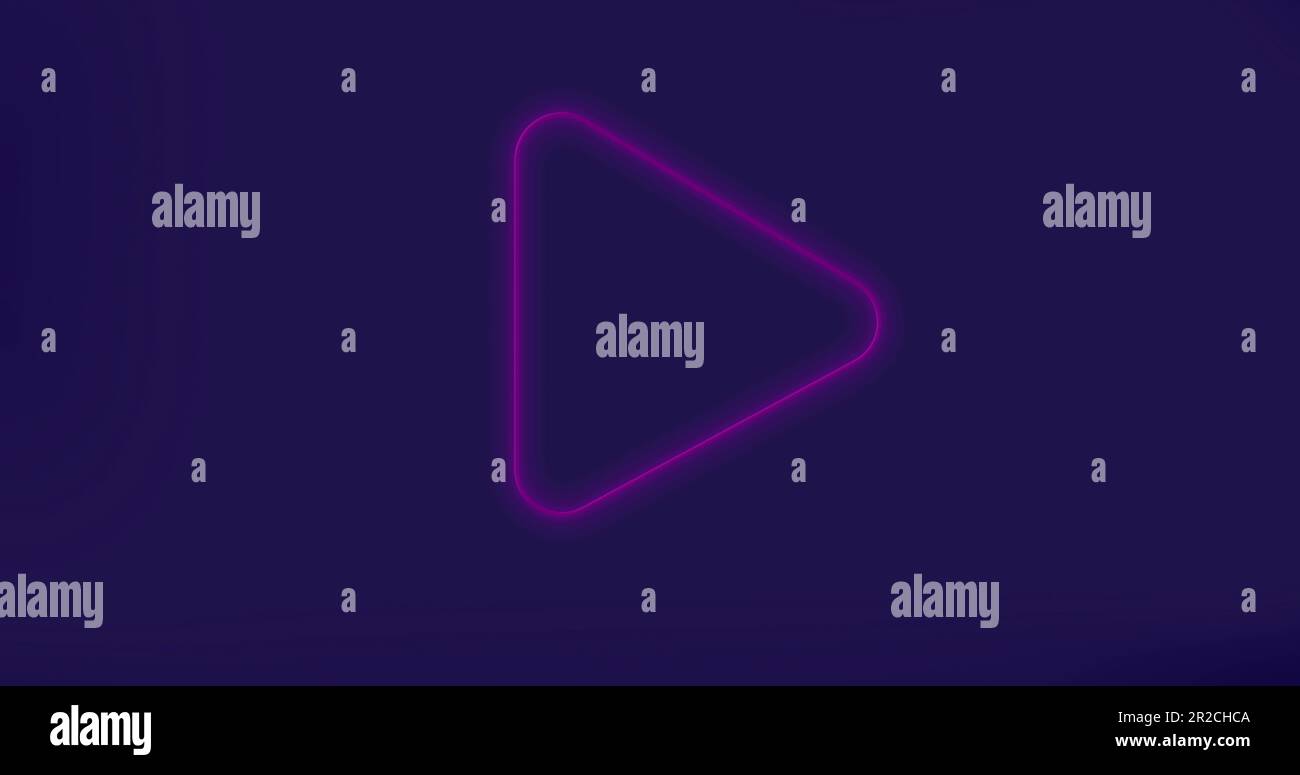 Composition of purple neon play icon over purple background Stock Photo ...