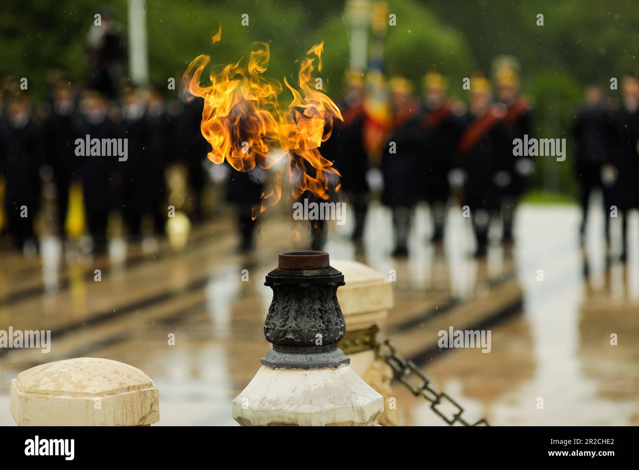 The eternal flame for the army heroes during a military ceremony in ...