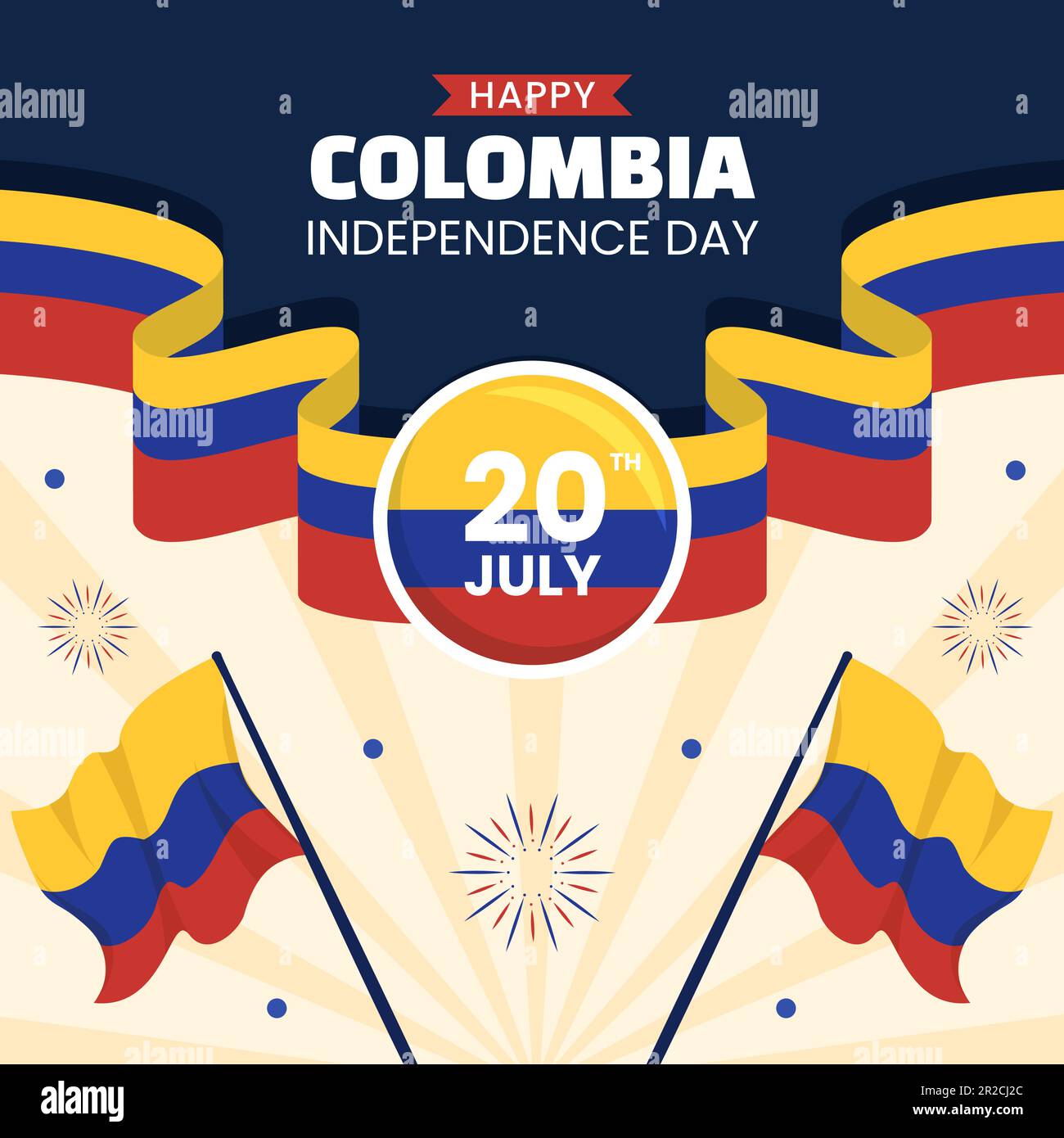 Colombia Independence Day Social Media Background Illustration Flat ...