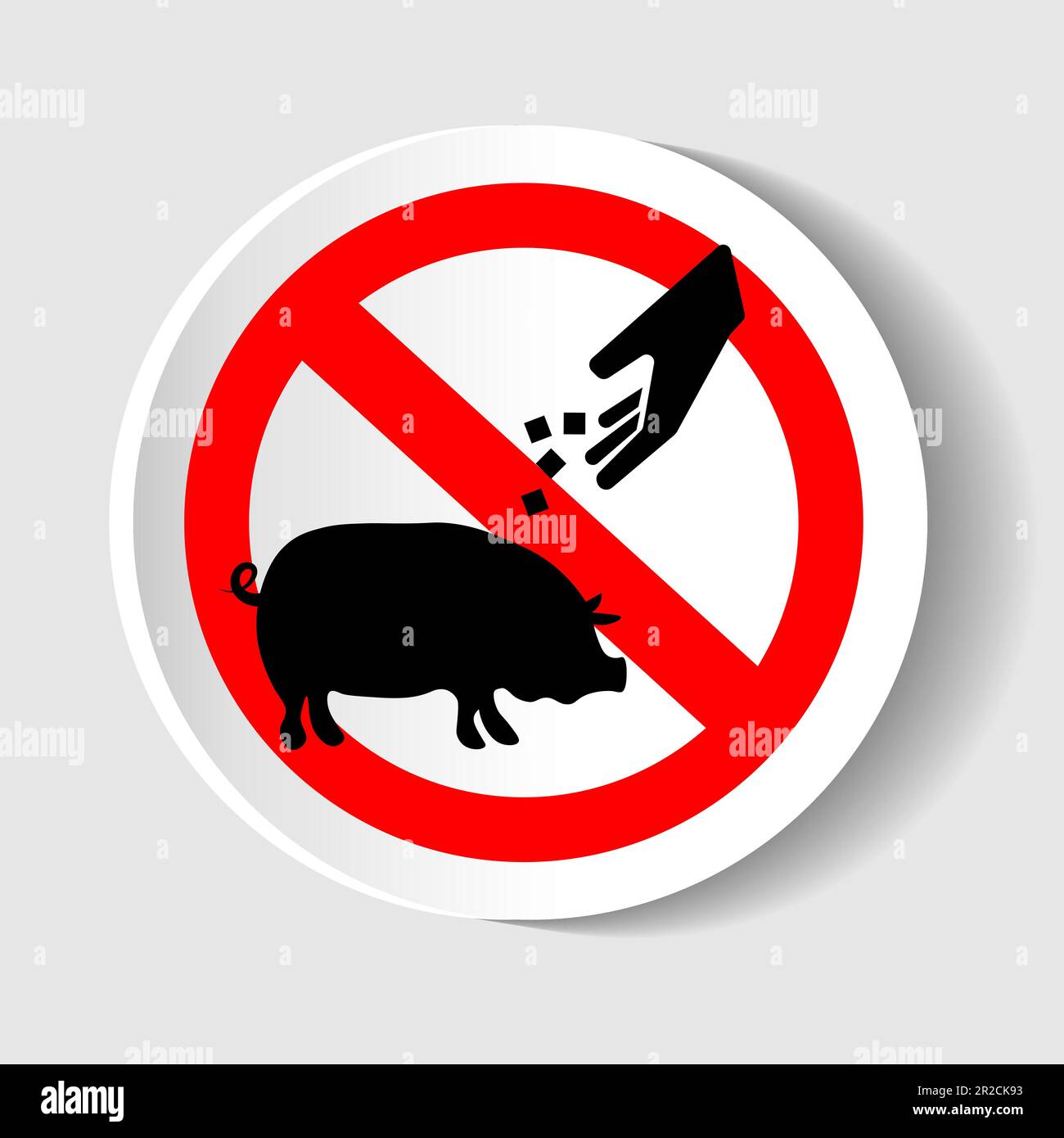 Vector silhouette of do not feeding pig mark on white background ...