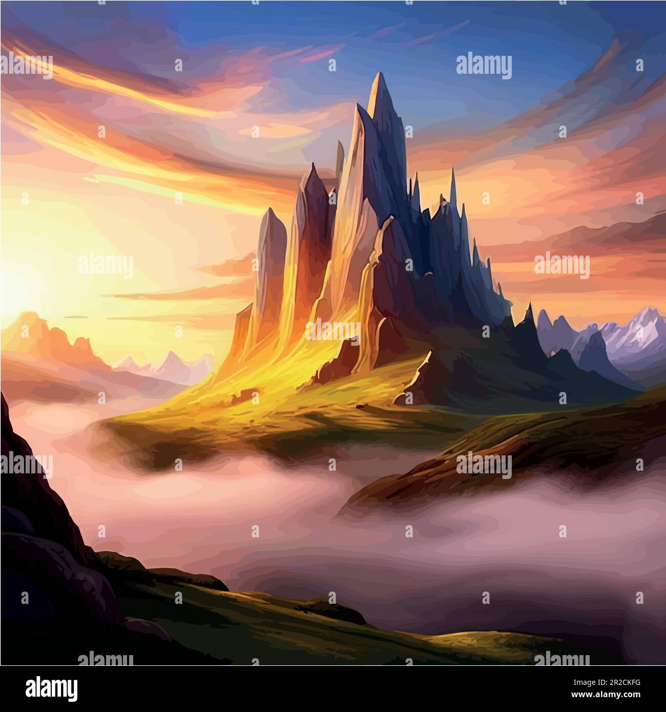 Mountain peak above clouds Stock Vector Images - Alamy