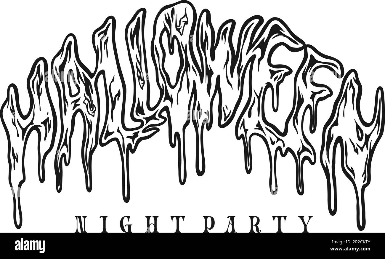 Dripping horror halloween word lettering typography illustrations ...