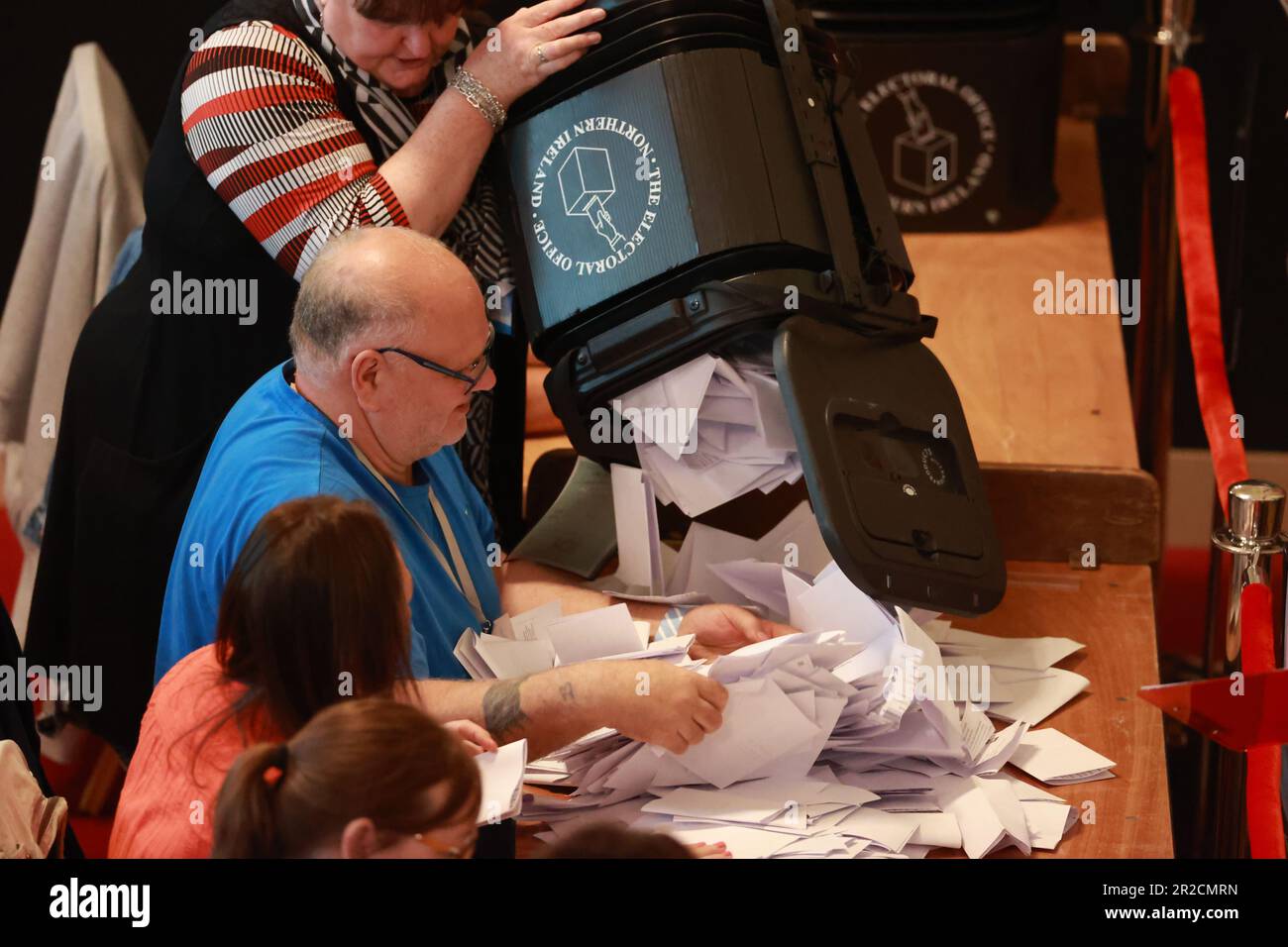 Ballot boxes are opened in Belfast City Hall as counting begins in the ...