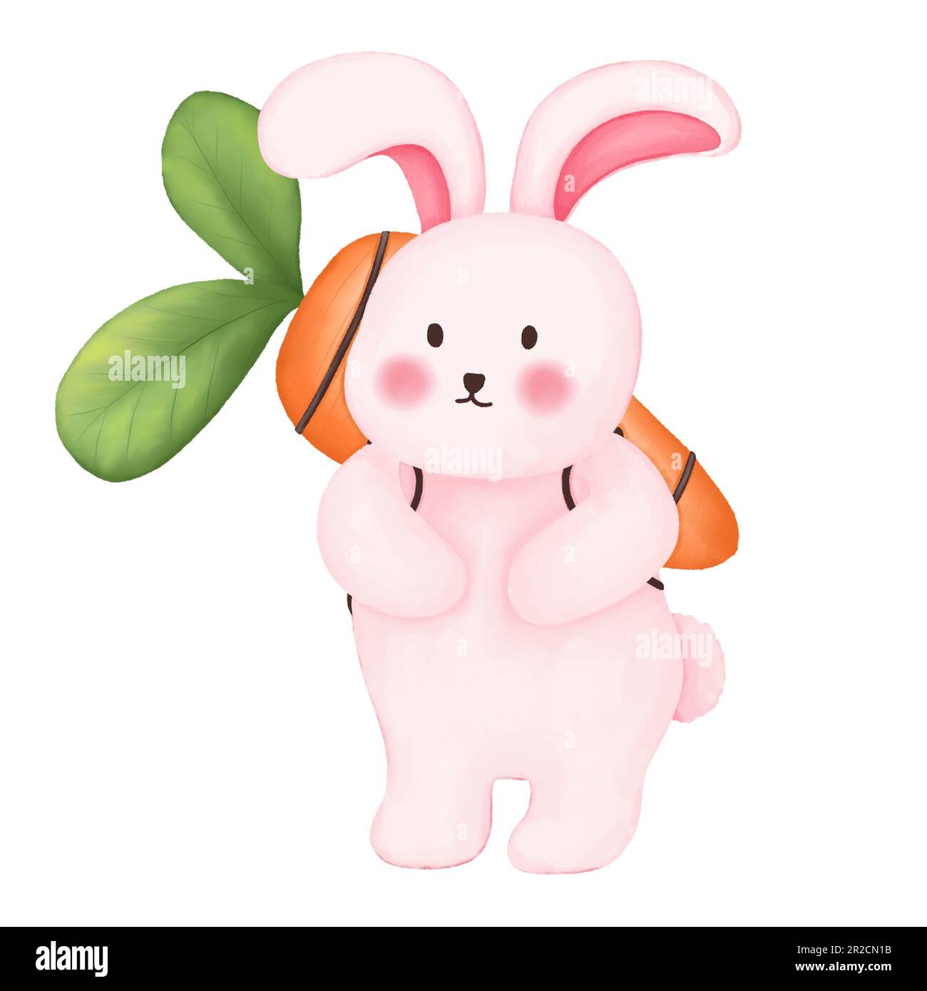 Easter bunny with carrot. Watercolor rabbit and carrot illustration ...