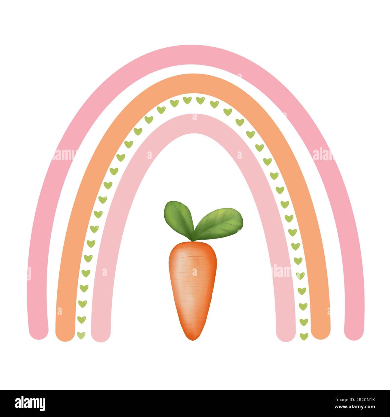 Boho rainbow with hearts and carrots. Easter Day rainbow illustration ...