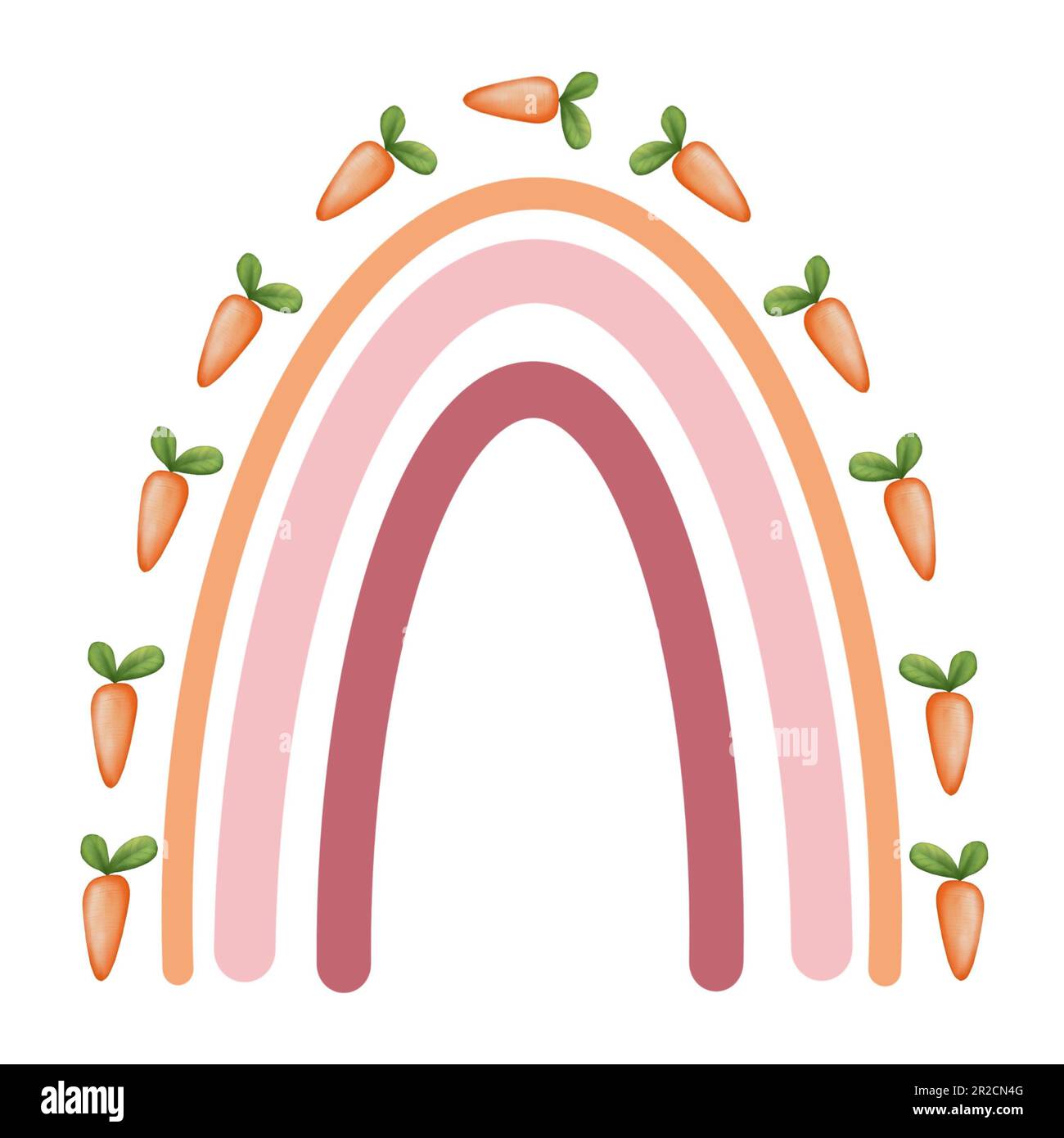 Beautiful rainbow with carrots clipart. Easter rainbow illustration ...