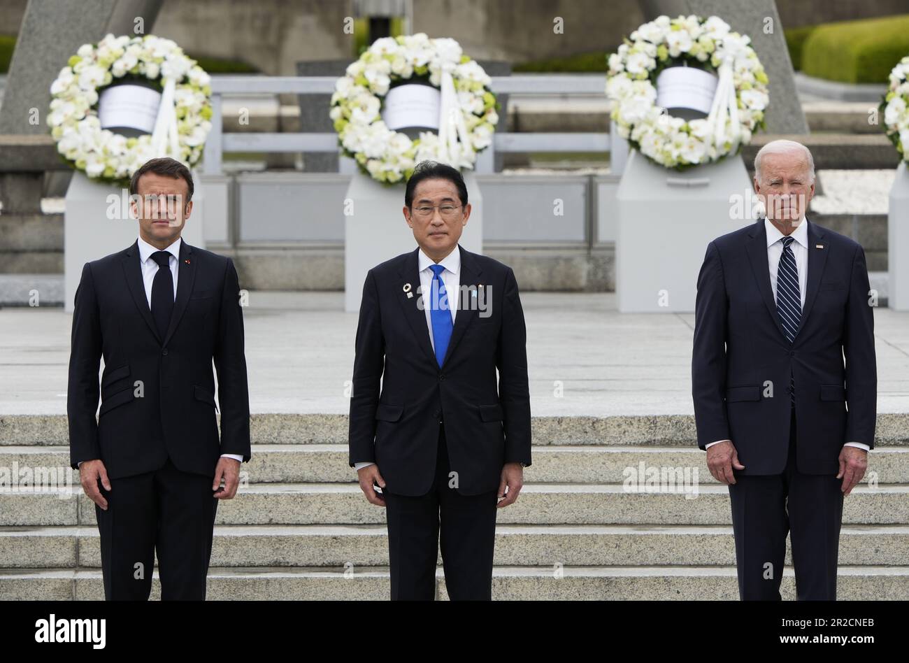 Hiroshima, Japan. 18th May, 2023. (L-R) French President Emmanuel ...