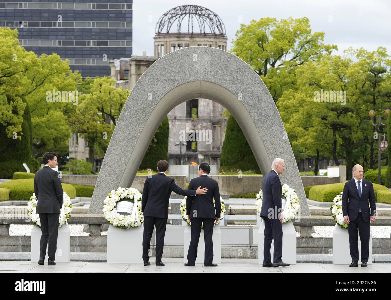 May 18, 2023, Hiroshima, Japan: French President Emmanuel Macron (2-L ...