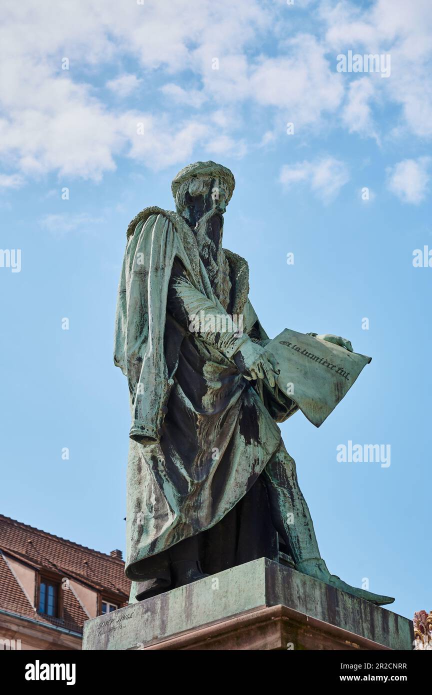 Johannes Gutenberg Statue In Strasbourg. The Statue Was Created In 1840 ...