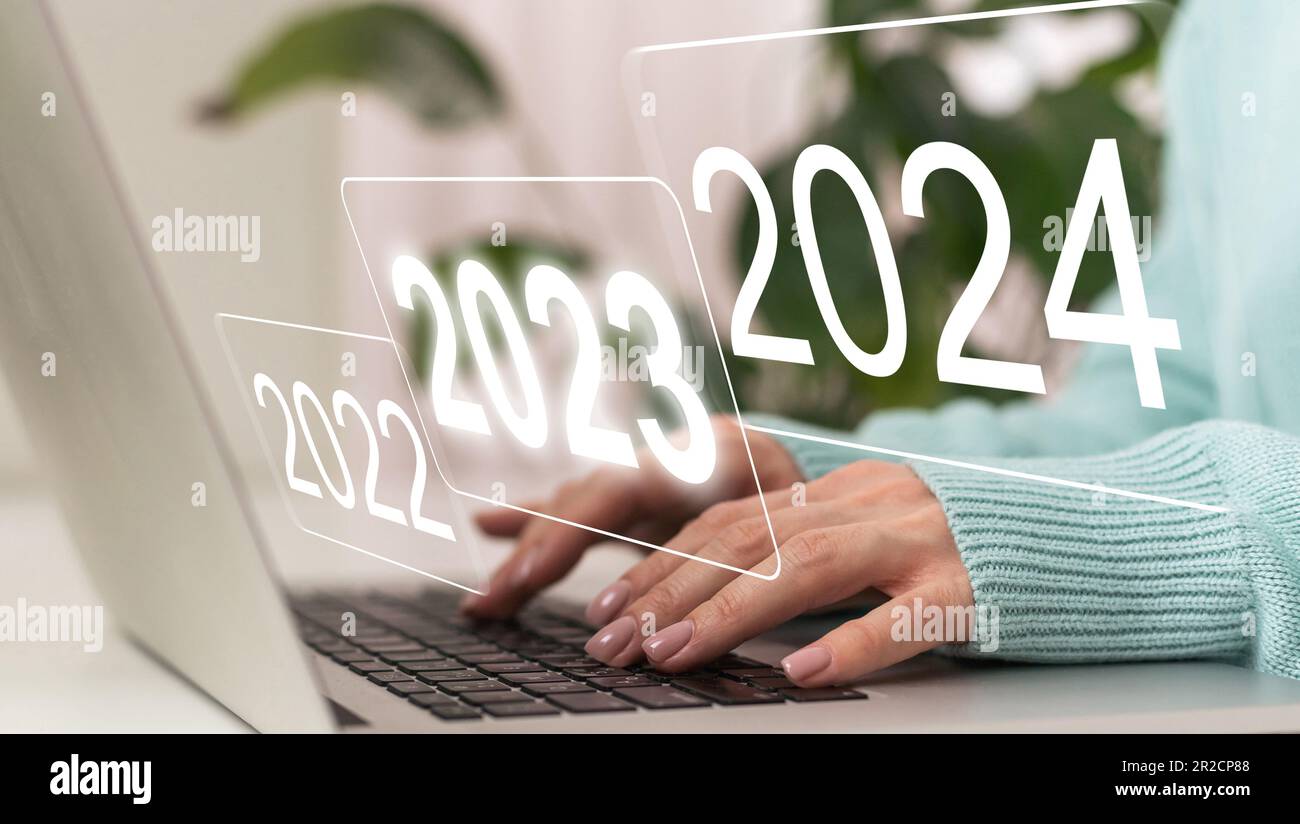 businessman touch graph analysis goals 2024 virtual screen. Business ...