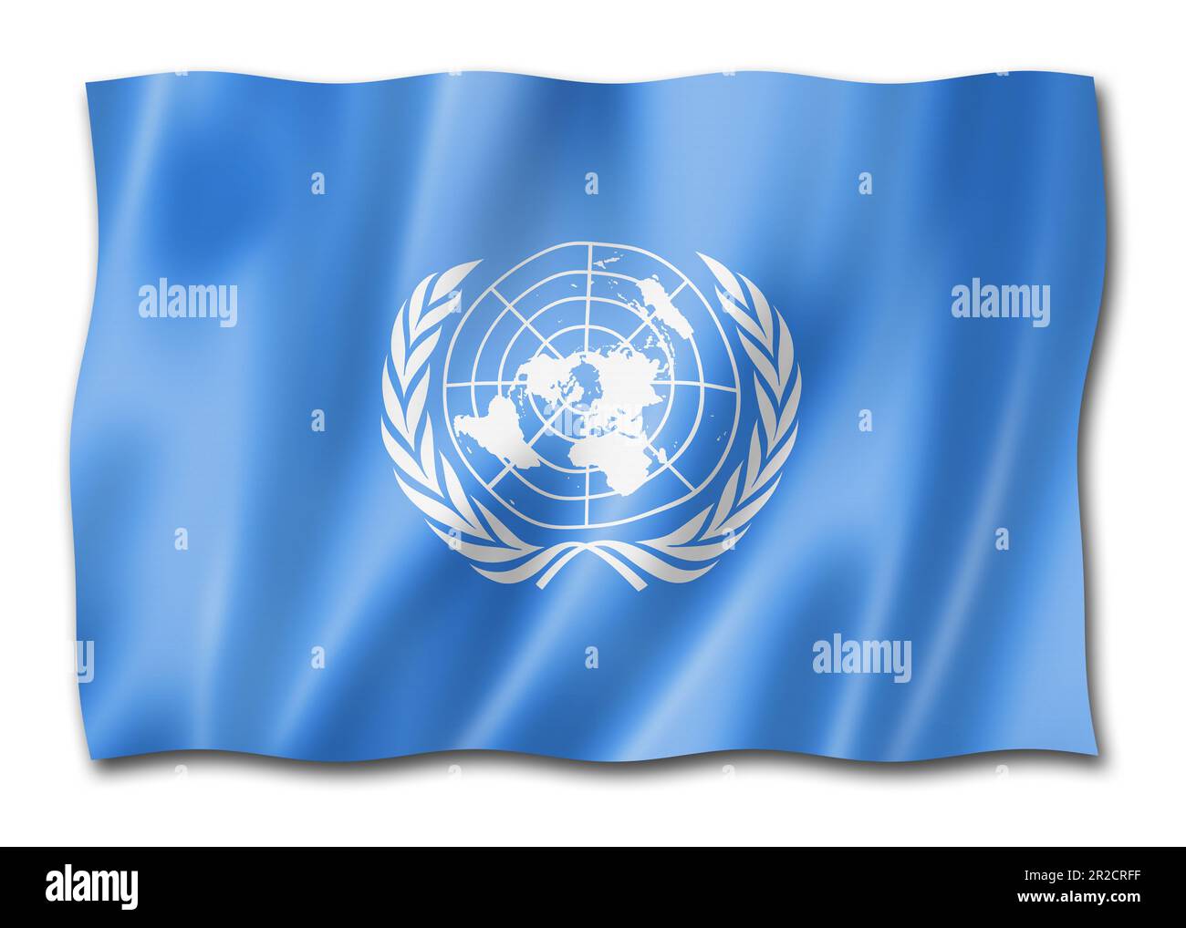 United Nations organization waving flag. 3D illustration Stock Photo ...