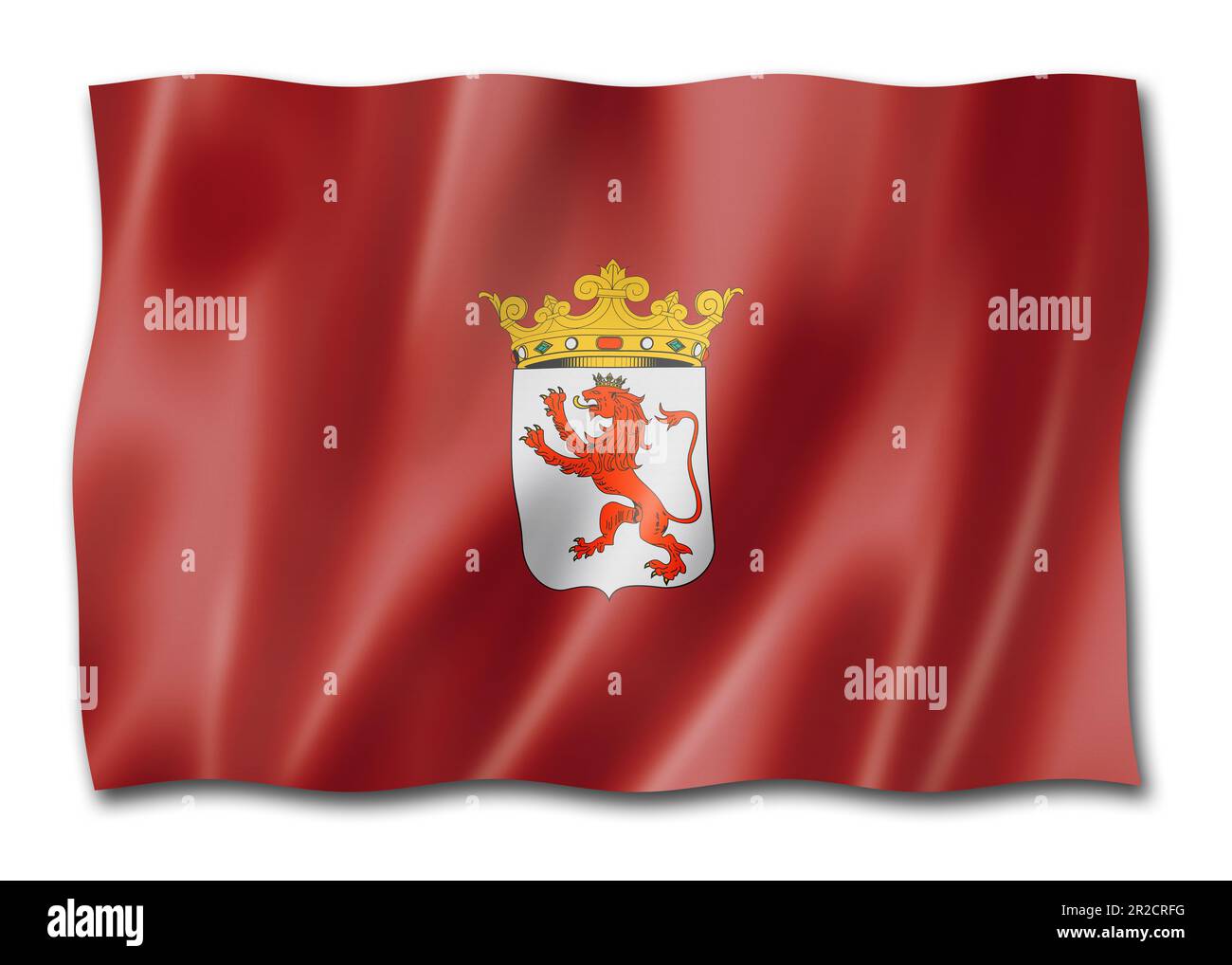 Leon province flag, Spain waving banner collection. 3D illustration ...