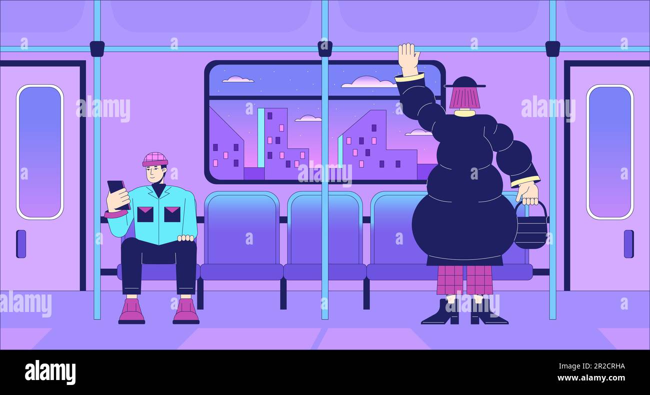 Commuter train lo fi chill wallpaper Stock Vector Image & Art - Alamy