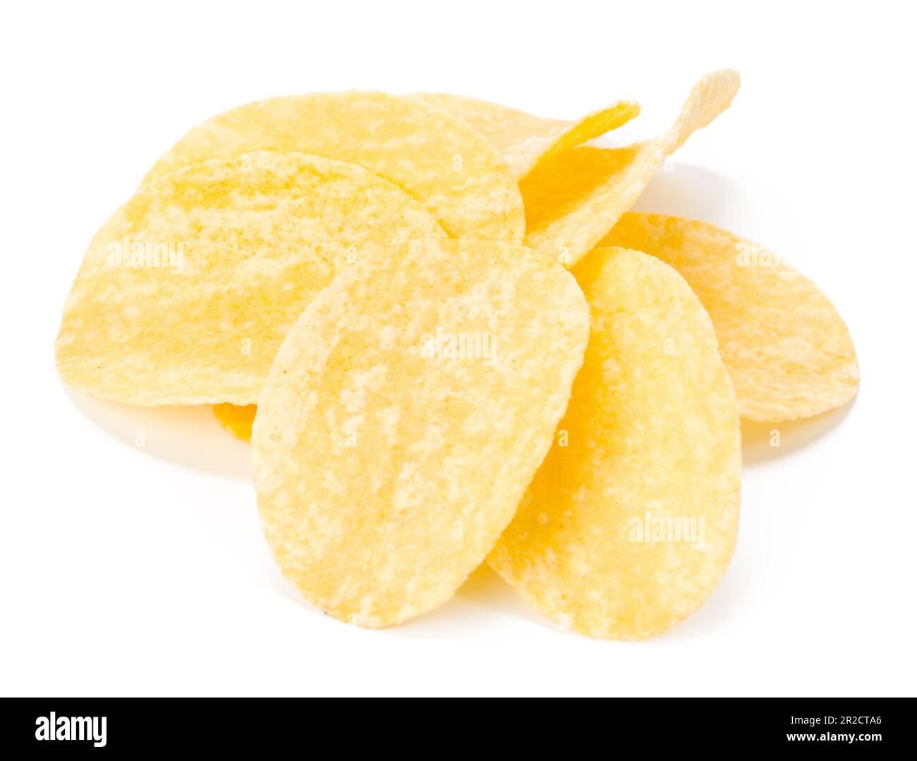 yellow potato chips isolated on white Stock Photo - Alamy